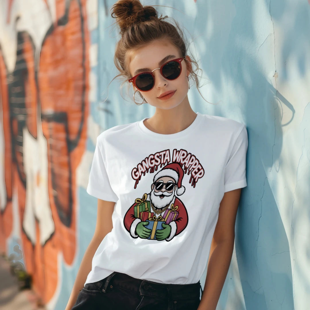 Gangsta Wrapper Christmas T-Shirt – Funny Holiday Tee – Laugh Riot Tees